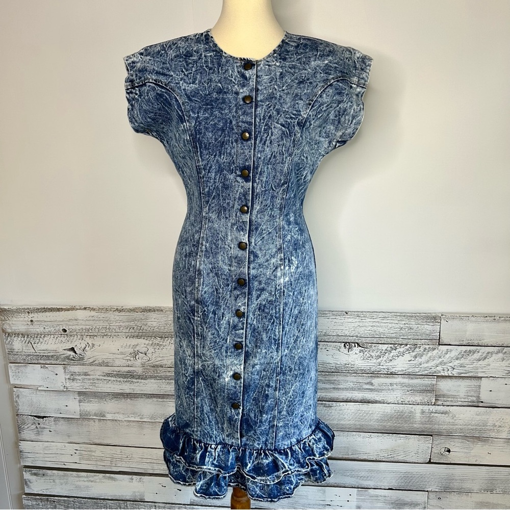 Vintage Candice Y2k Acid Wash Mermaid Ruffled Hem Dre… - Gem
